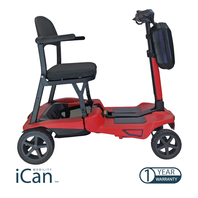 iCan X-15 Red FastFold Foldable Mobility Scooter – iCan Mobility